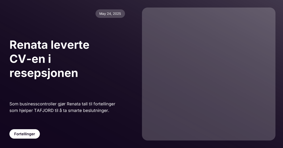 Renata leverte CV-en i resepsjonen | Tafjord - Rekruttering